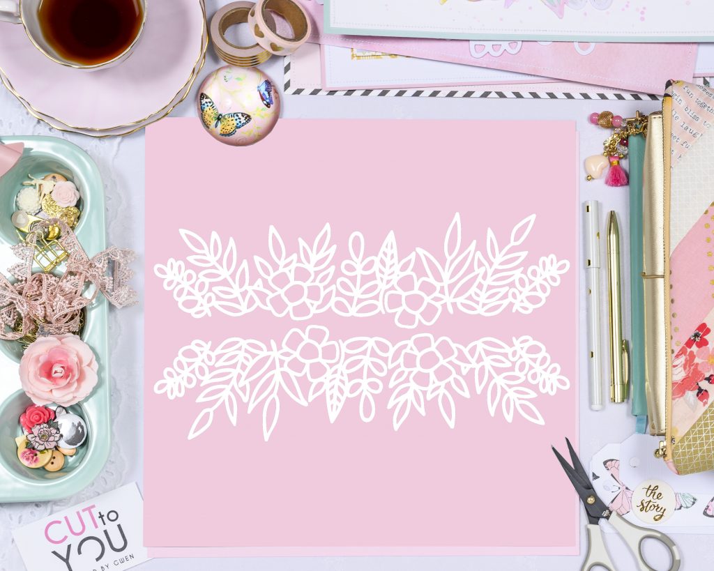 Floral Edge Set Digital Cut File - CUT to YOU (Created By Gwen)
