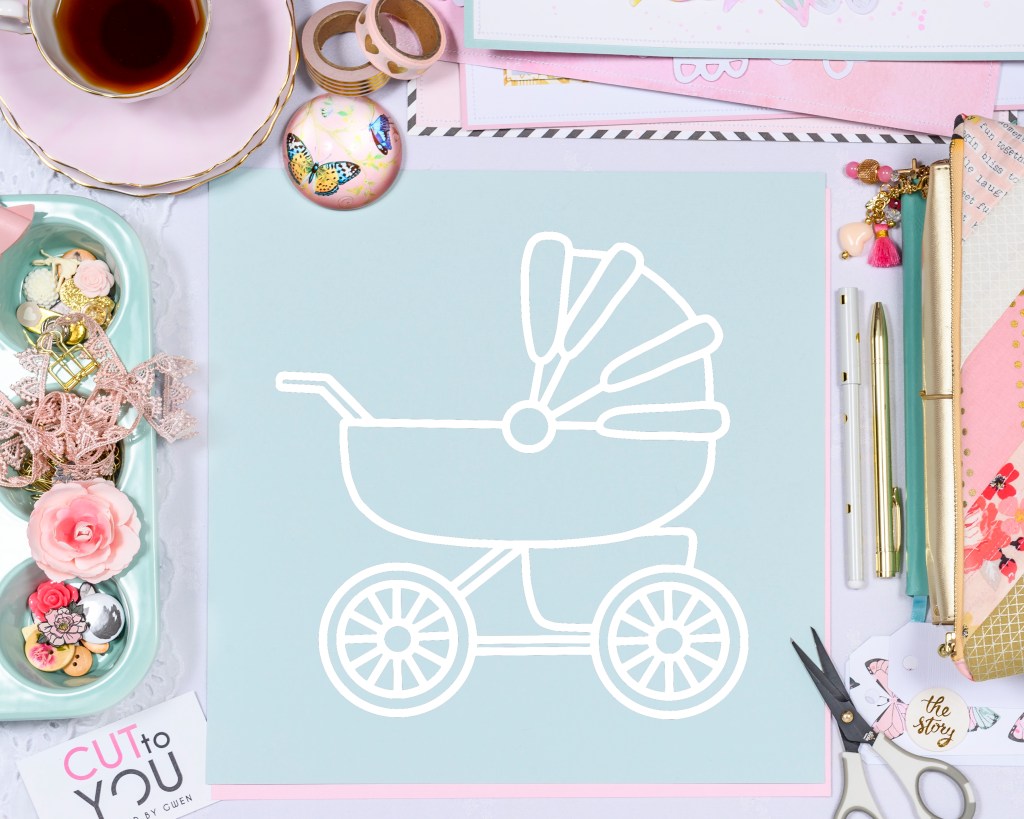 Vintage Pram Digital Cut File - CUT to YOU (Created By Gwen)