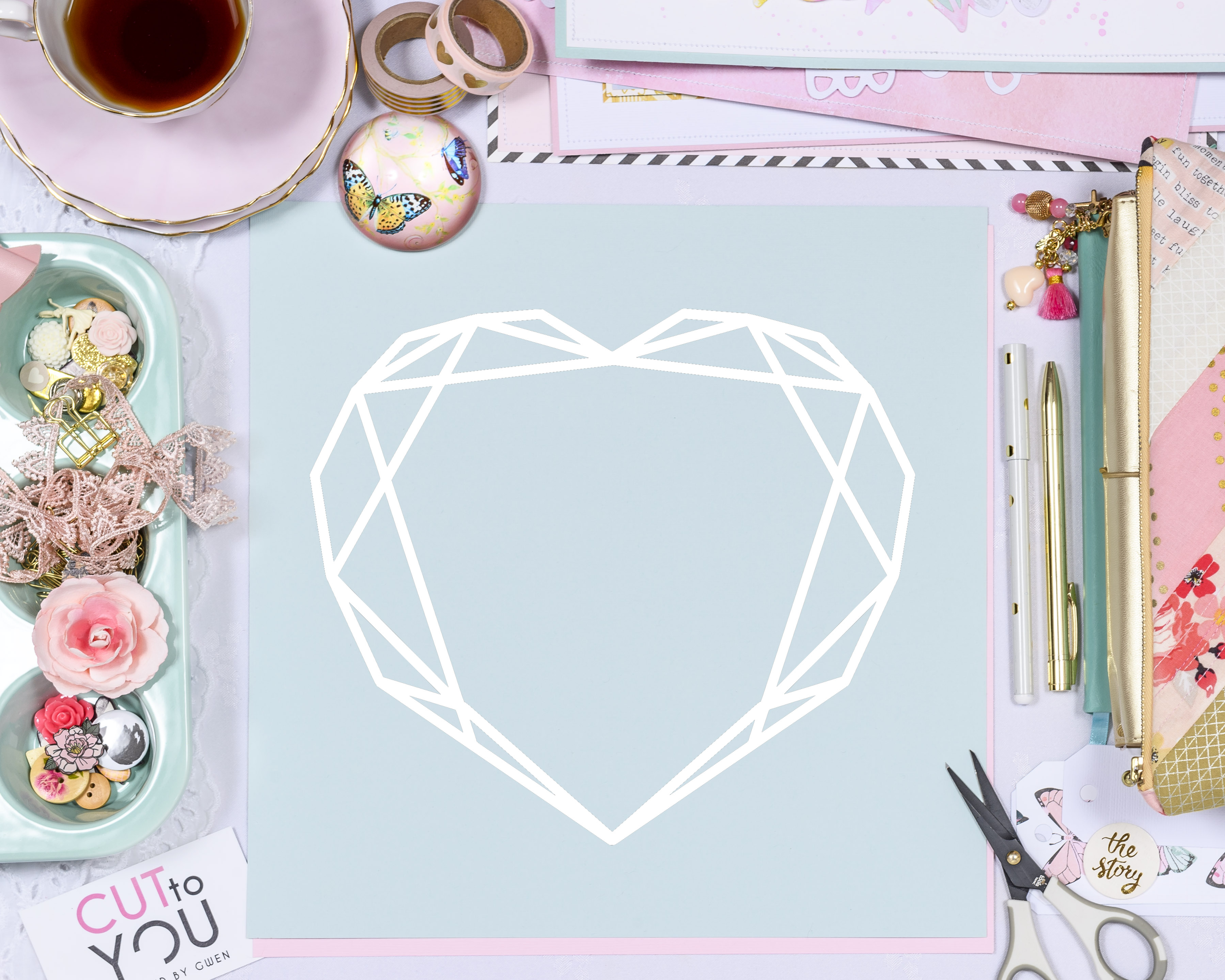 Diamond Heart Digital Cut File - CUT to YOU (Created By Gwen)