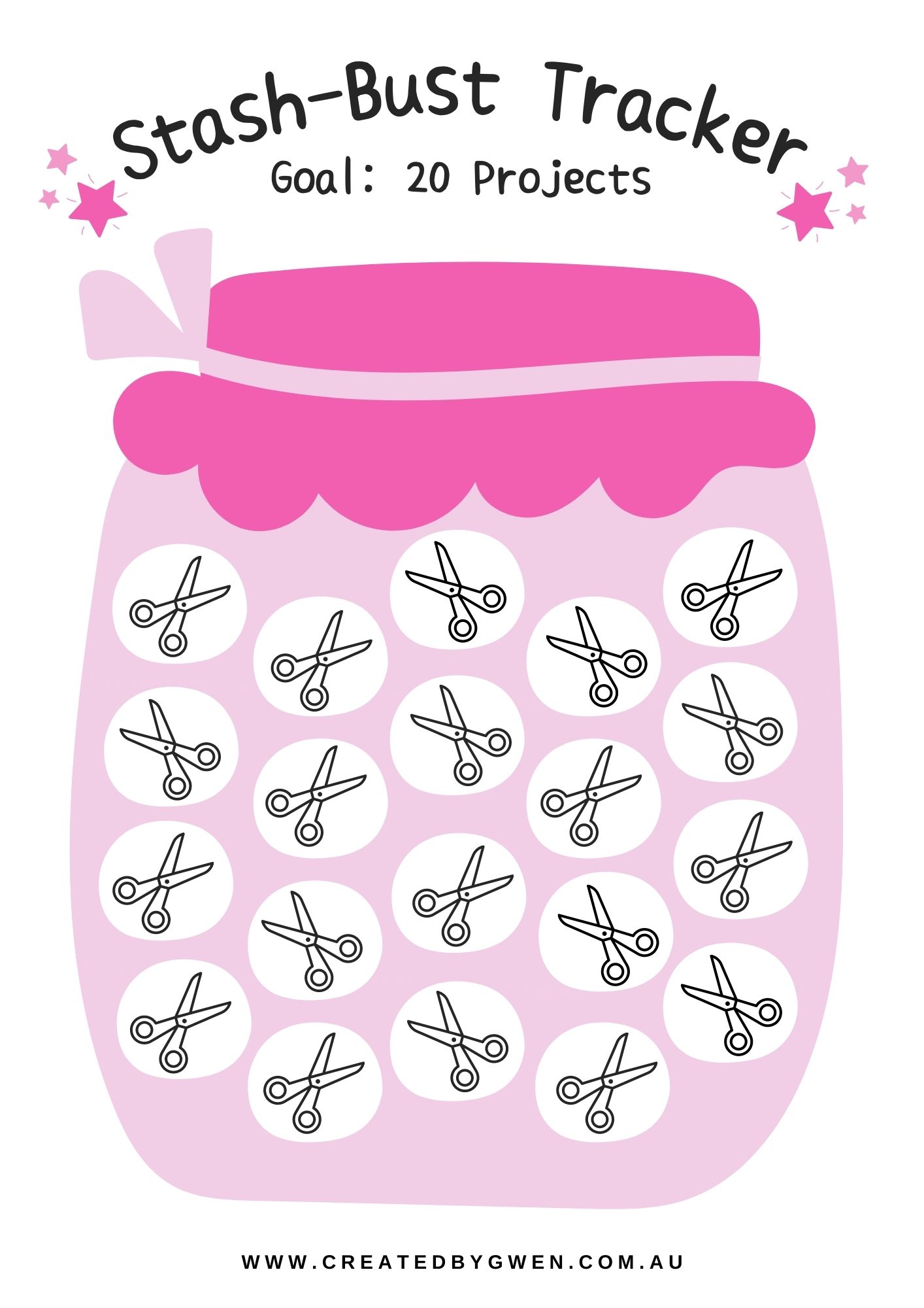 Stash Busting Tracker Printable - CUT to YOU (Created By Gwen)