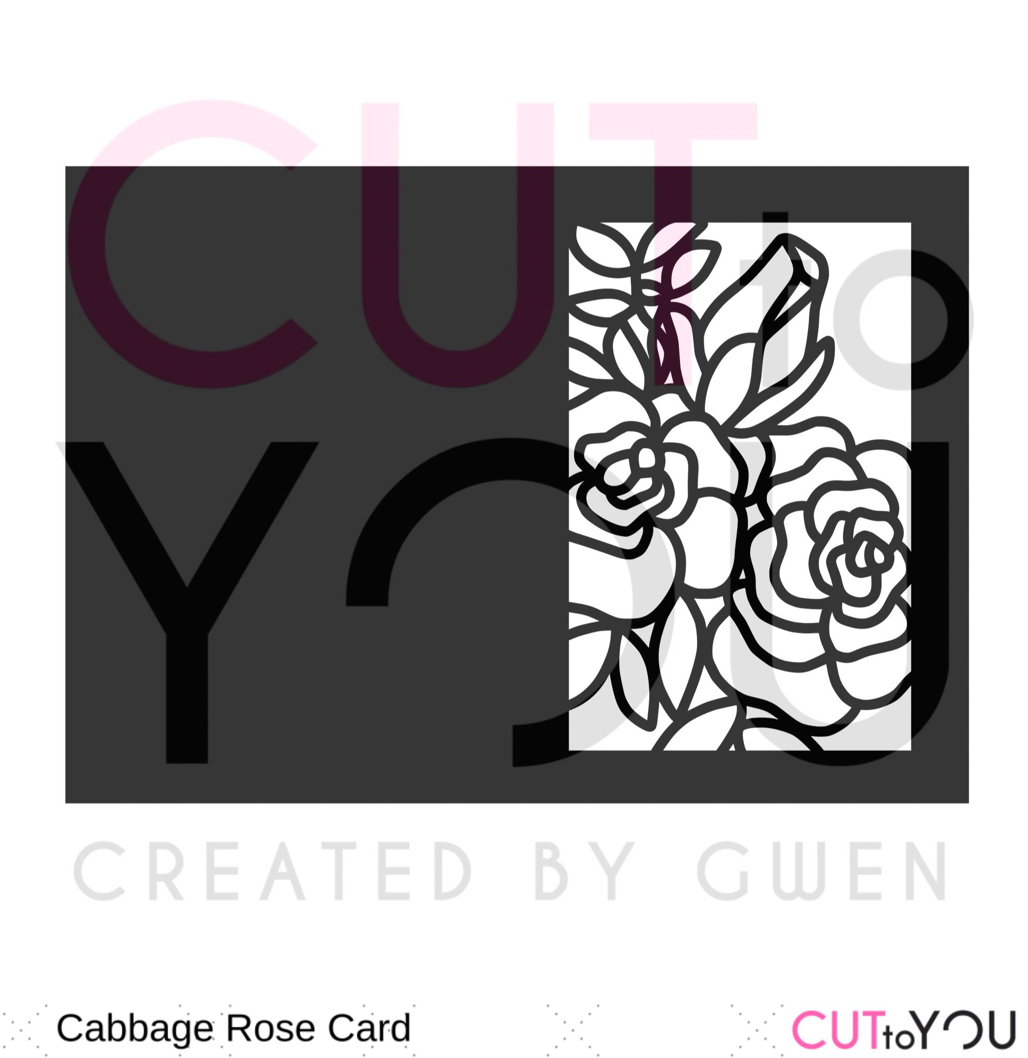 Cabbage Rose Card Template SVG - CUT to YOU (Created By Gwen)